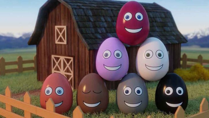 Funny Egg Friends Build a Pyramid on the Farm
